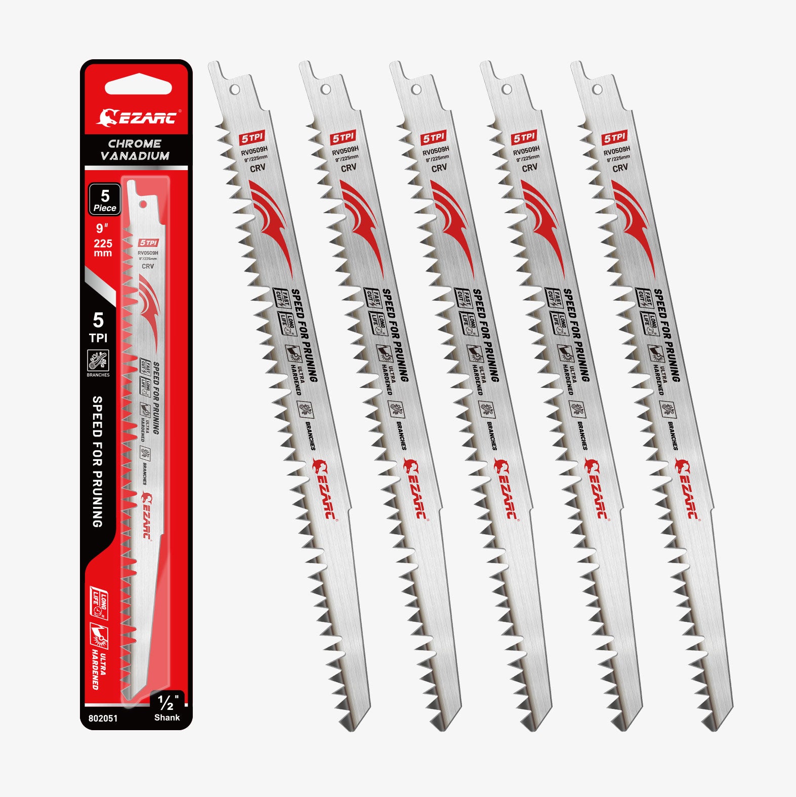 5 TPI, 9/12 In. Fleam Ground Teeth Wood Pruning Reciprocating Saw Blade ...