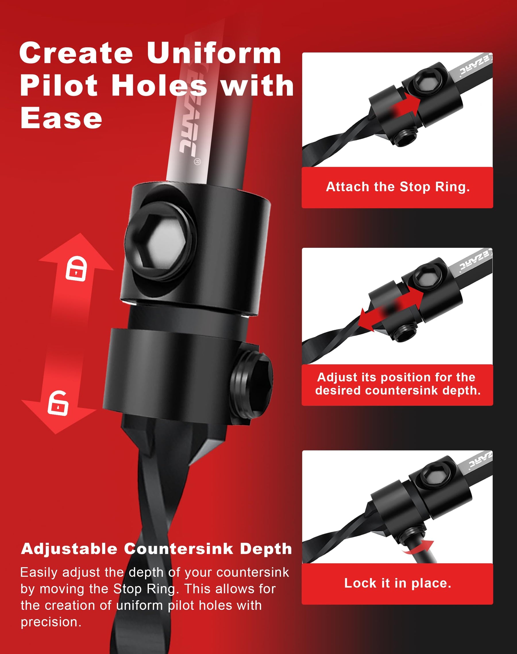 15/24PCS Countersink Drill Bit Set with Storage Box