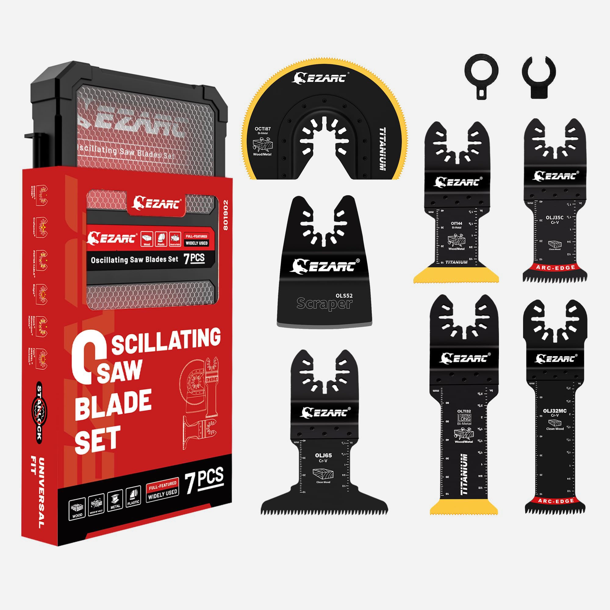 7PCS Oscillating Tool Blades Kit, Titanium Oscillating Saw Blades for ...