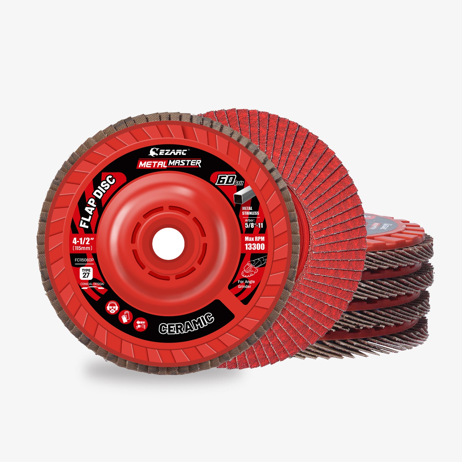 4-1/2 In. Integrated Hub Ceramic Grain Flap Sanding Disc For Stainless