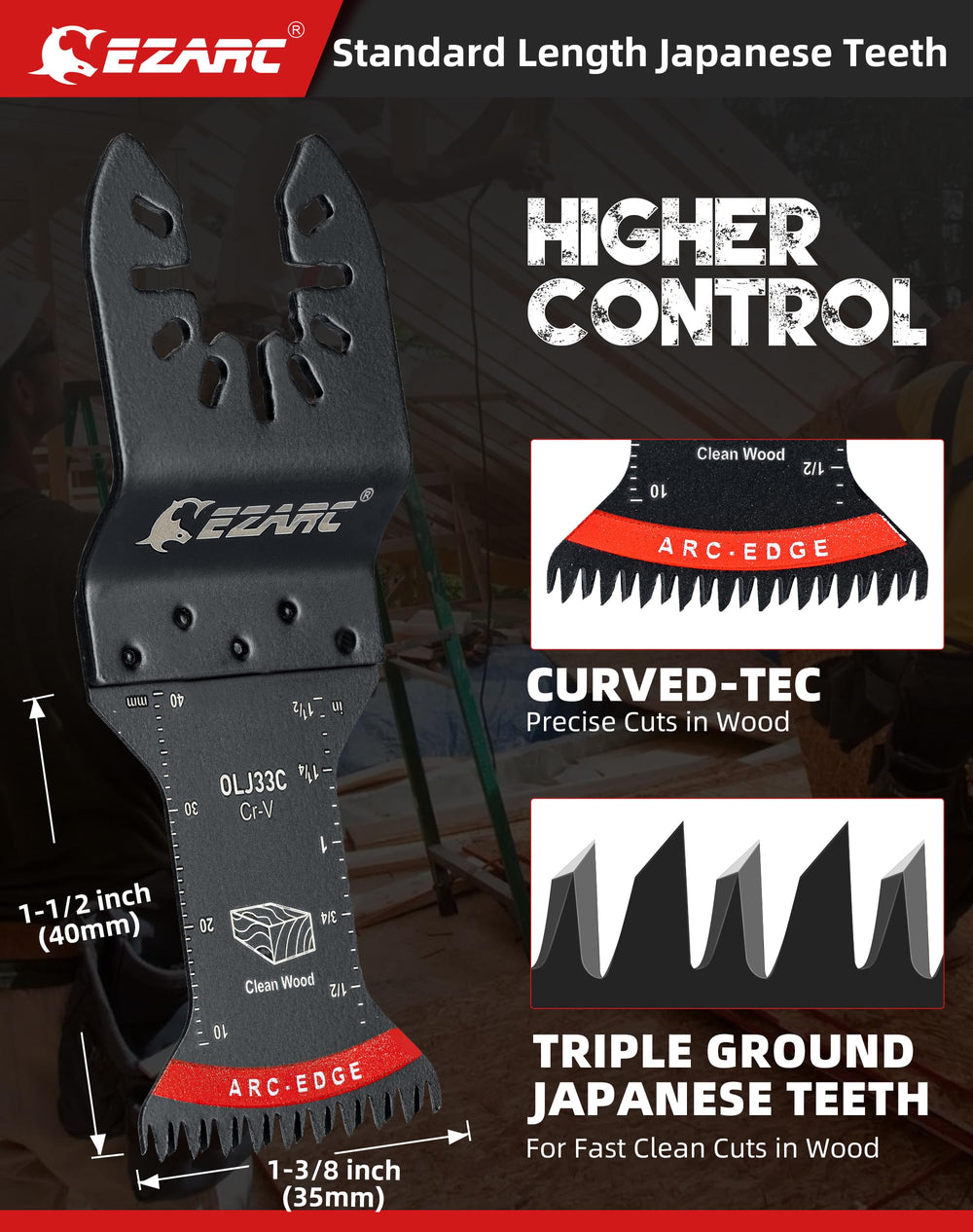 Arc-Edge Japanese Tooth Oscillating Multi Tool Blade for Wood, Plastic