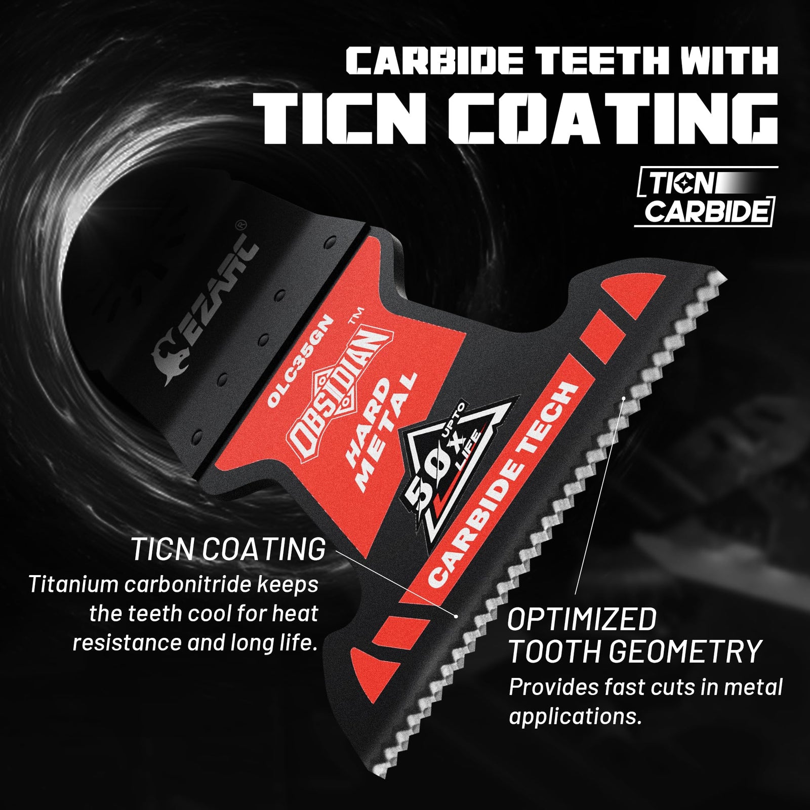 EZARC Obsidian Carbide Oscillating Saw Blades for Hard Metal, Nails, B