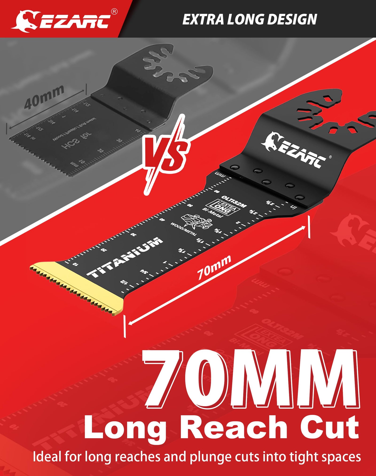 OSCILLATING MULTI TOOL BLADES/1-1/4 in. Extra Long Titanium Oscillating ...