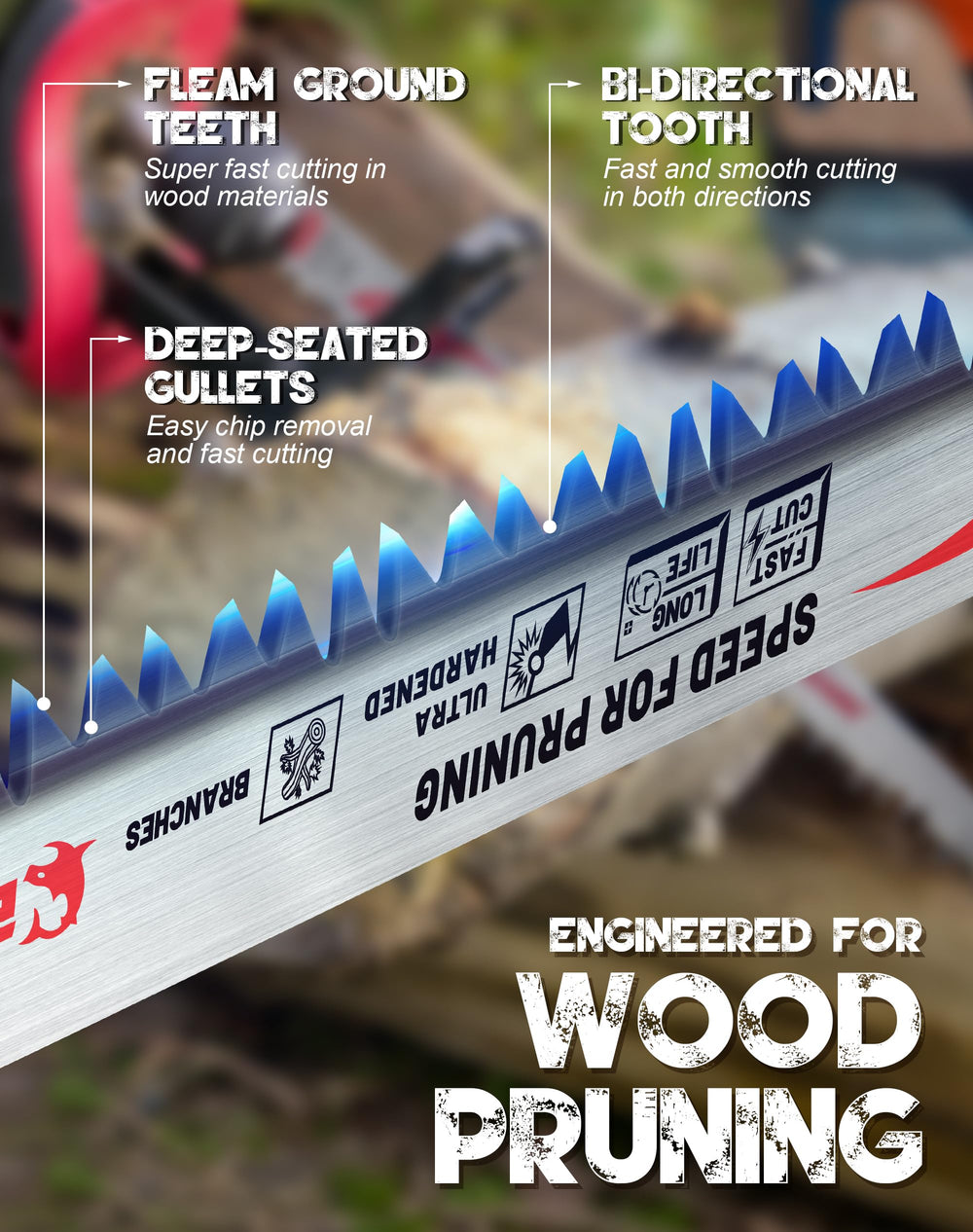 EZARC Wood Pruning Saw Blades with Fleam Teeth for Fast Tree Cutting