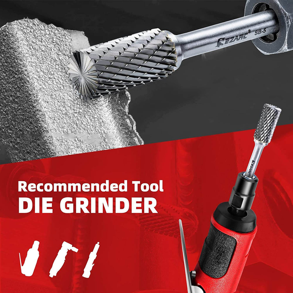 1/4" Shank Tungsten Carbide Rotary Burr Bit, Double Cut Carbide Burr D