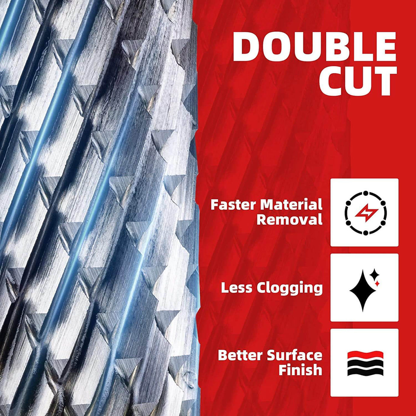 1/4" Shank Tungsten Carbide Rotary Burr Bit, Double Cut Carbide Burr D