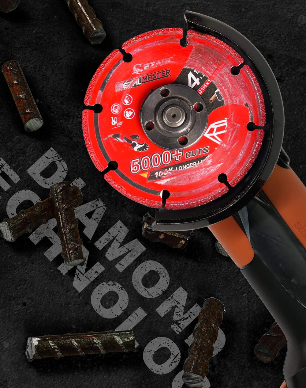 3/4.5/5/6/7 in. Diamond Metal Cutting Wheel For Rebar/Steel/Iron/Inox | EZARC Tools