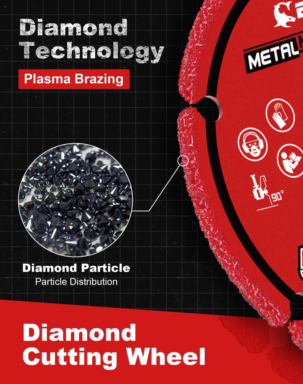 3/4.5/5/6/7 in. Diamond Metal Cutting Wheel For Rebar/Steel/Iron/Inox | EZARC Tools