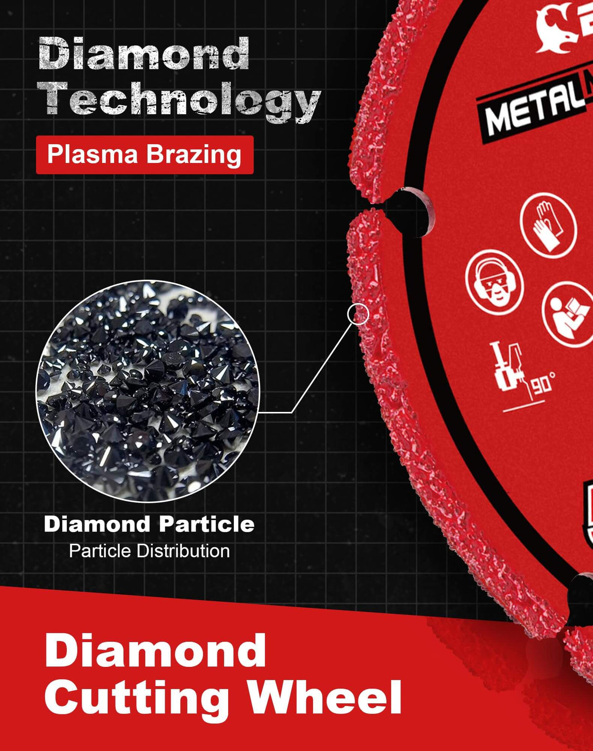 3/4.5/5/6/7 in. Diamond Metal Cutting Wheel For Rebar/Steel/Iron/Inox | EZARC Tools