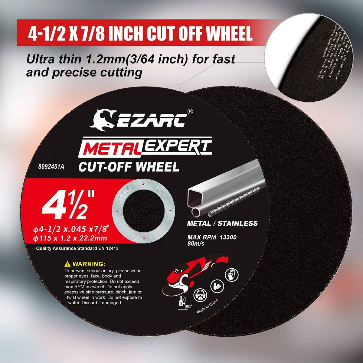 4.5/6 in. Metal Cut Off Disc For Metal and Stainless Steel | EZARC Tools