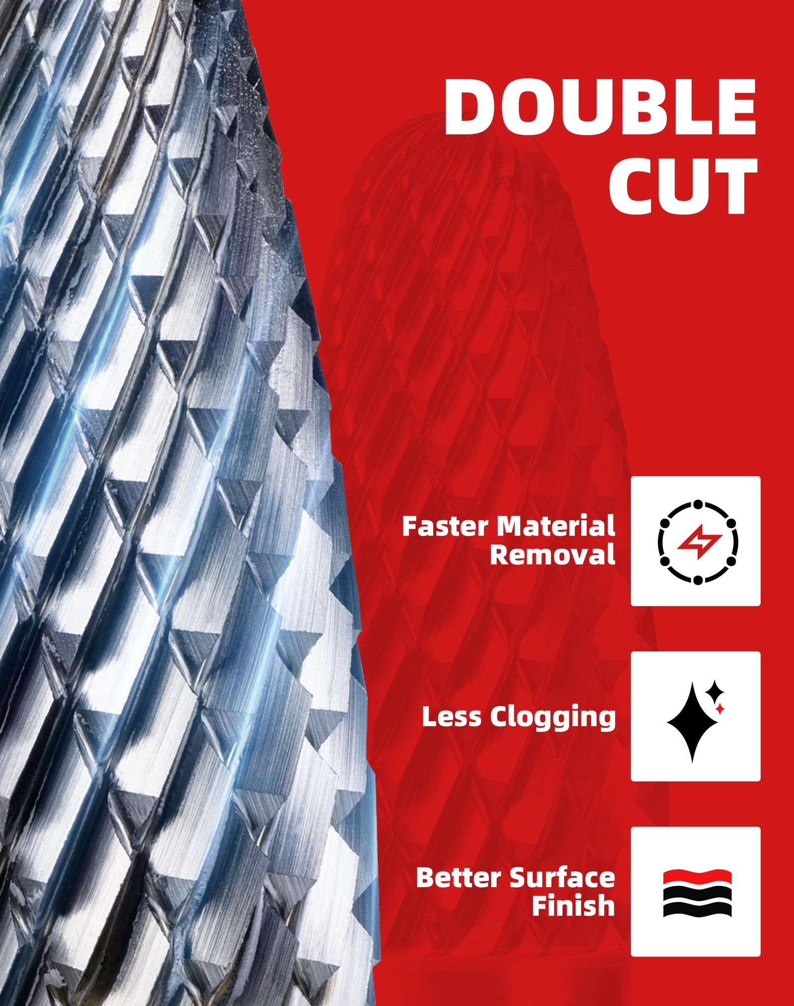 Tungsten Carbide Double Cut Rotary Tool Bits Burr 5PC Set