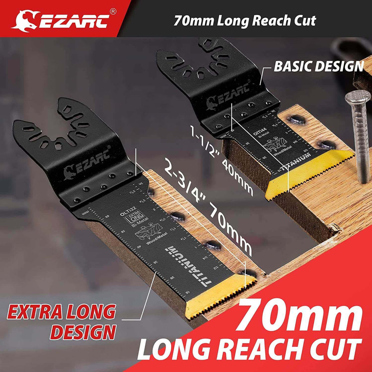 Extra Long Titanium Oscillating Blade for Metal, Wood Nails, Screws ...