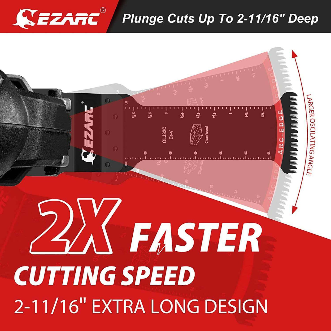 Extra-Long Reach Arc Edge Oscillating Multitool Blades For General Pur